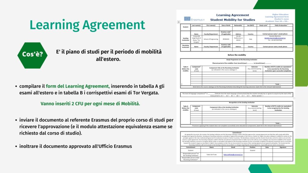 Learning Agreement e riconoscimento esami